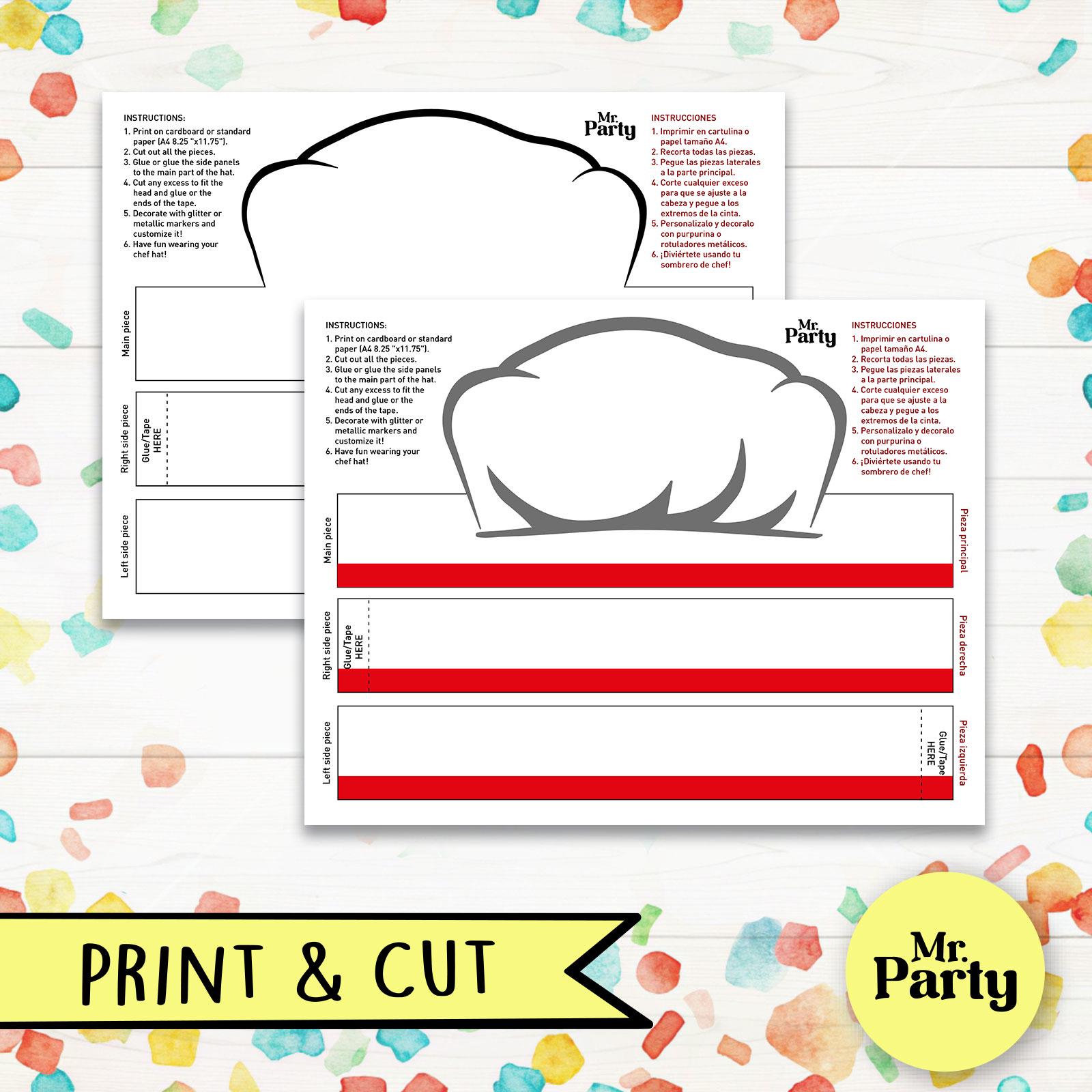 Chef Hat Paper Crown, Printable Cook Hat, Chef Hat Party, Printable and ...