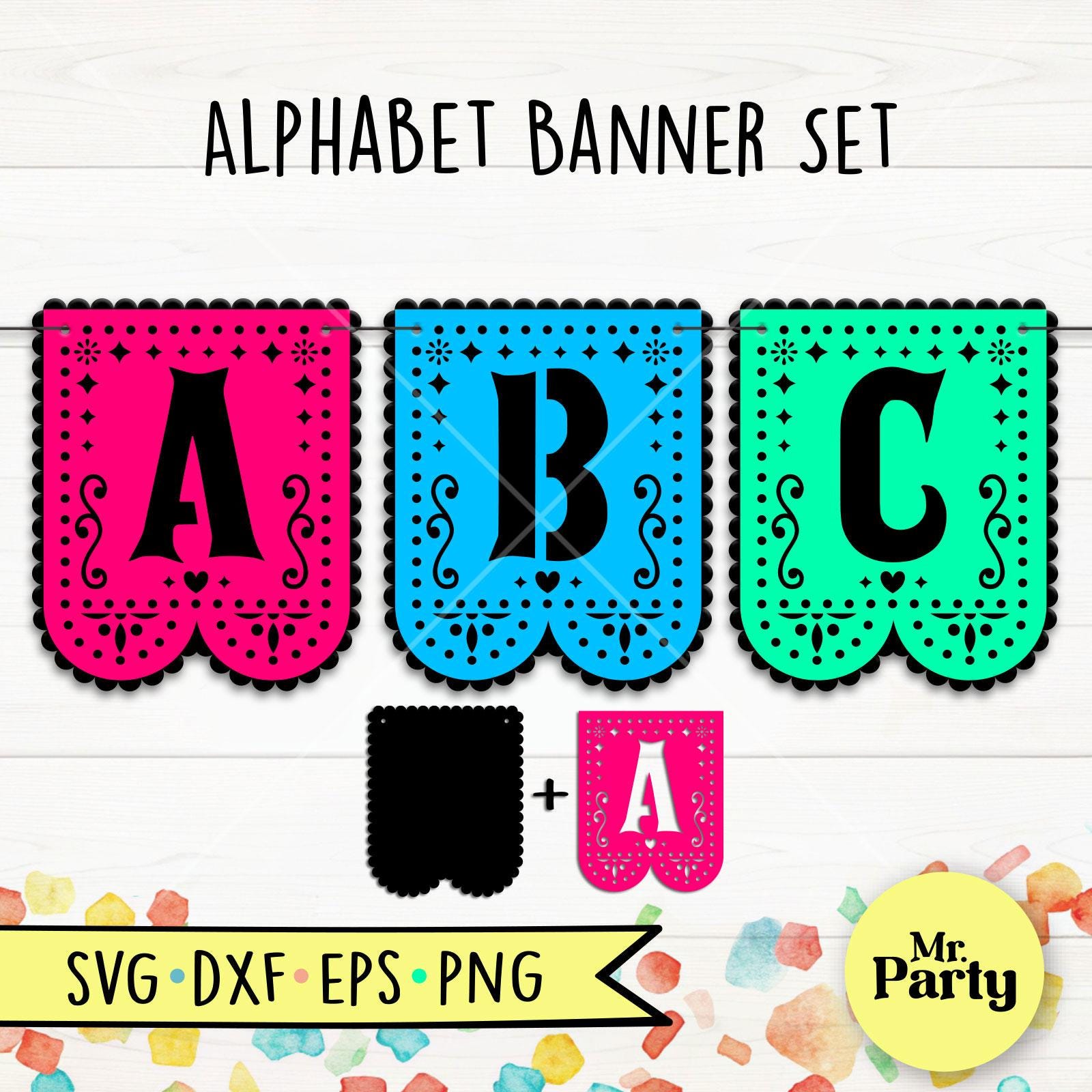 Papel Picado Alphabet Banner SVG: Mexican Fiesta Letters (digital ...