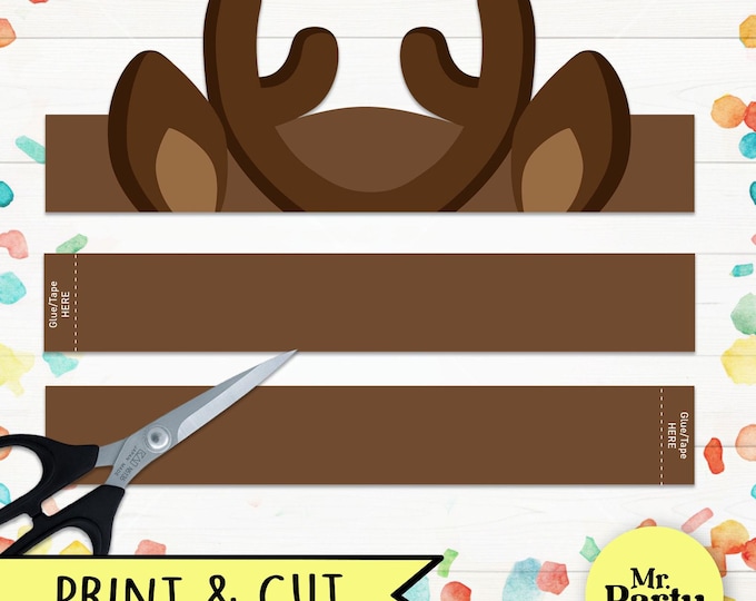 Reindeer Paper Crown Hat Christmas Winter Holiday Party Coloring ...