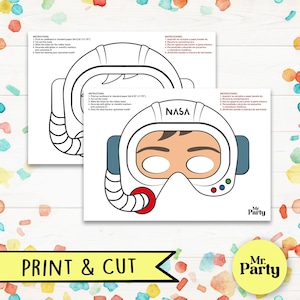 Boy Astronaut Mask Printable Coloring, Astronaut Party, Printable and ...