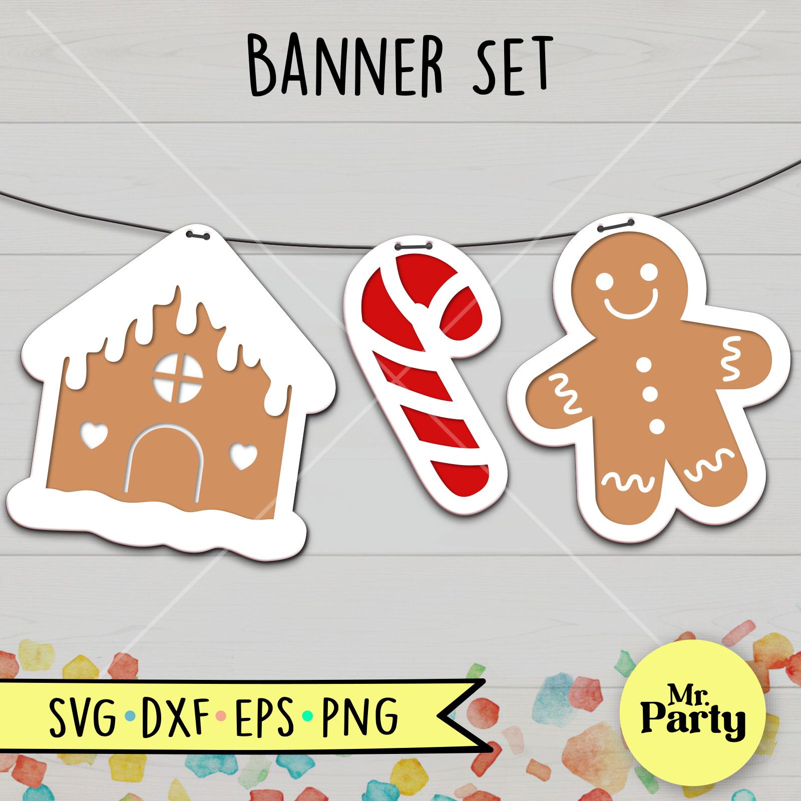 Christmas Banner Svg, Candy Garland SVG, Gingerbread House Garland SVG ...