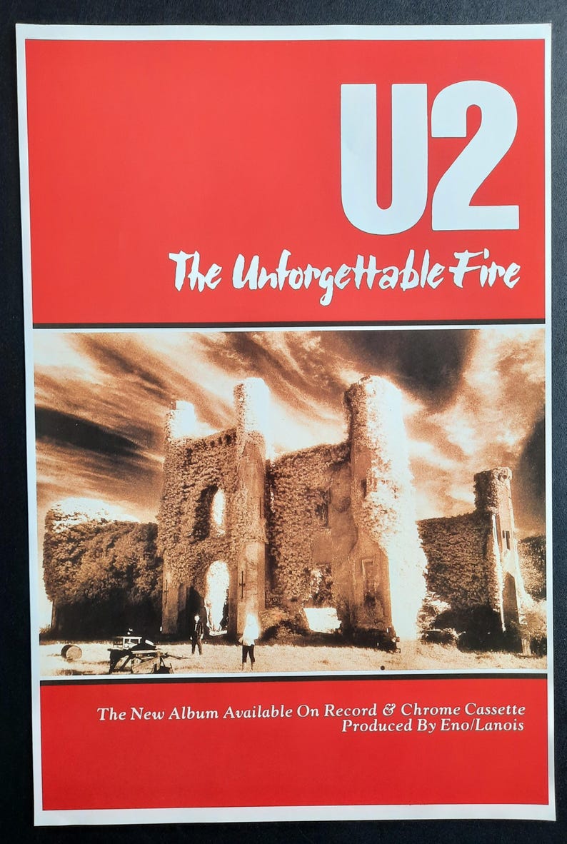 U2 - Unforgettable Fire - Island Records Poster 1991 Rare Vintage Promo ...