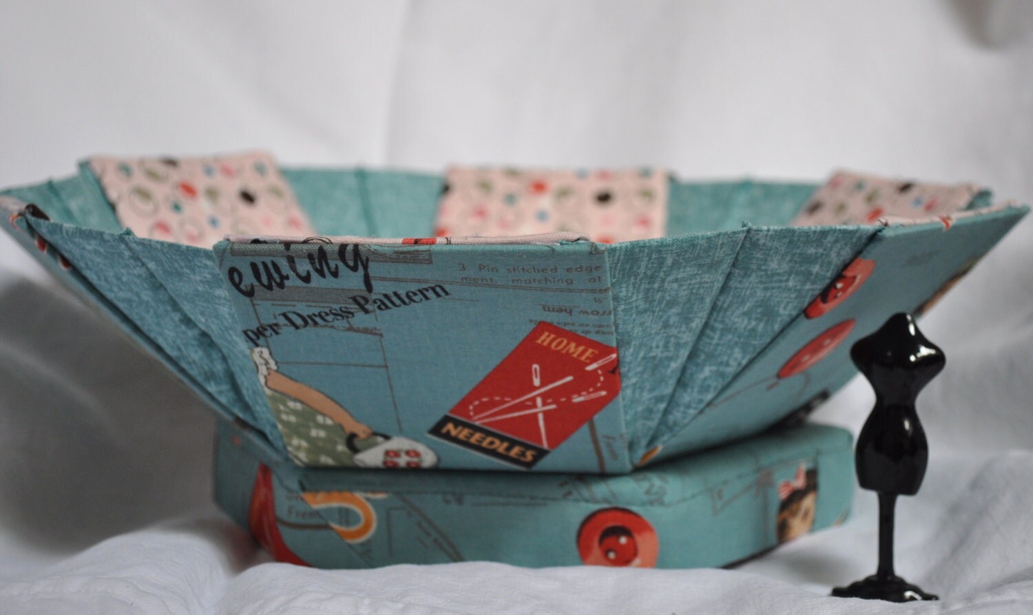 Hexagonal Sewing Box Fabric Covered Cartonnage 'vintage Sewing Pattern ...