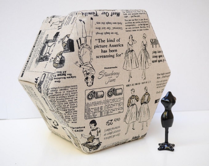 Sewing Box Handmade OOAK Luxury Fabric Etui - Vintage Newsprint - Etsy