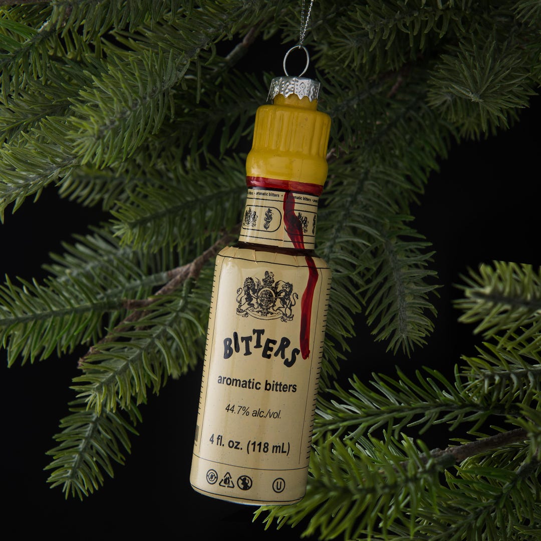 Bitters Bottle Cocktail Garnish Christmas Ornament - Holiday Gift - Old ...