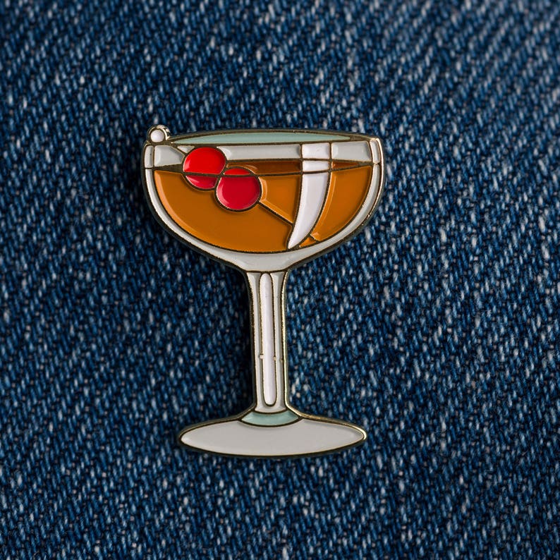 Manhattan Cocktail Enamel Pin for Whiskey Lovers - Etsy