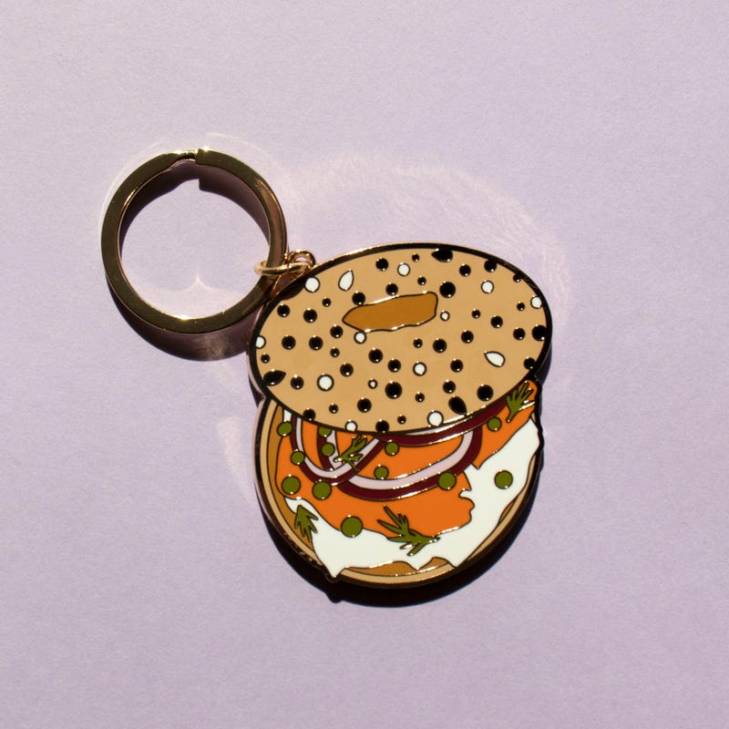 Bagel Keychain - Etsy