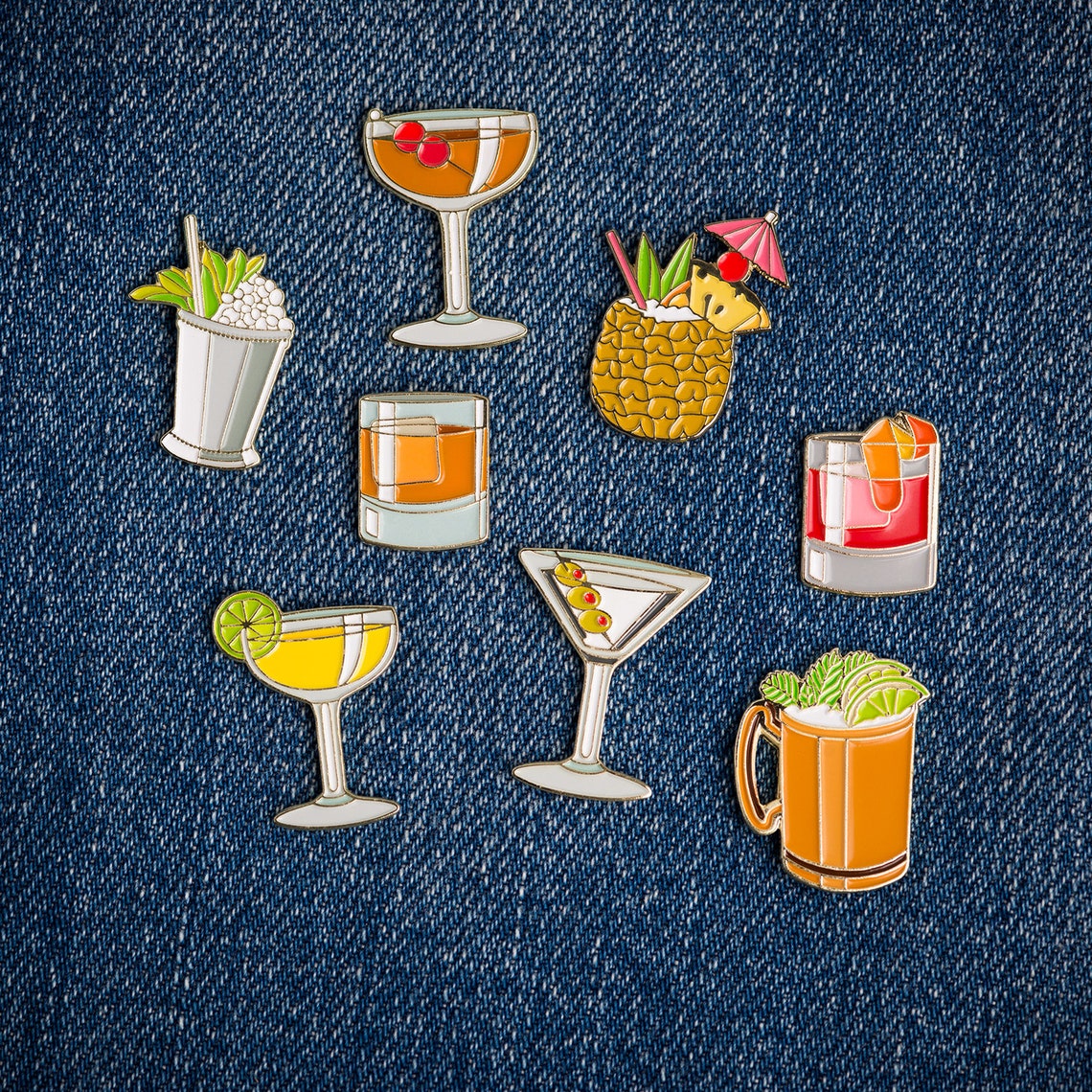 Set of 12 Cocktail Pins - Etsy