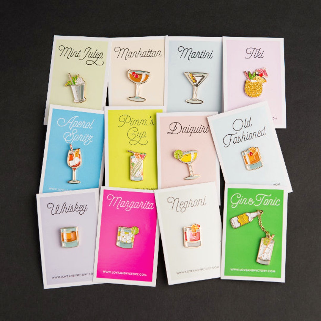 Set of 12 Cocktail Pins - Cocktail Gift - Etsy