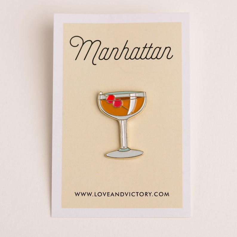 Manhattan Cocktail Enamel Pin for Whiskey lovers | Etsy