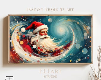 Abstract Santa Claus Frame Tv Art Neutral Holiday Santa Claus Oil ...
