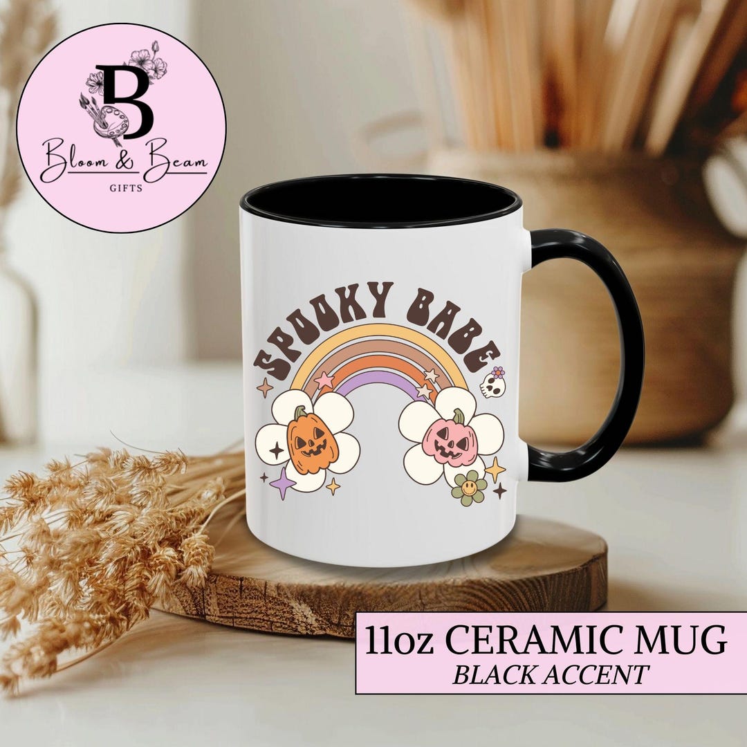 Spooky Babe Halloween Mug Cute Halloween Coffee Cup Rainbow Halloween ...