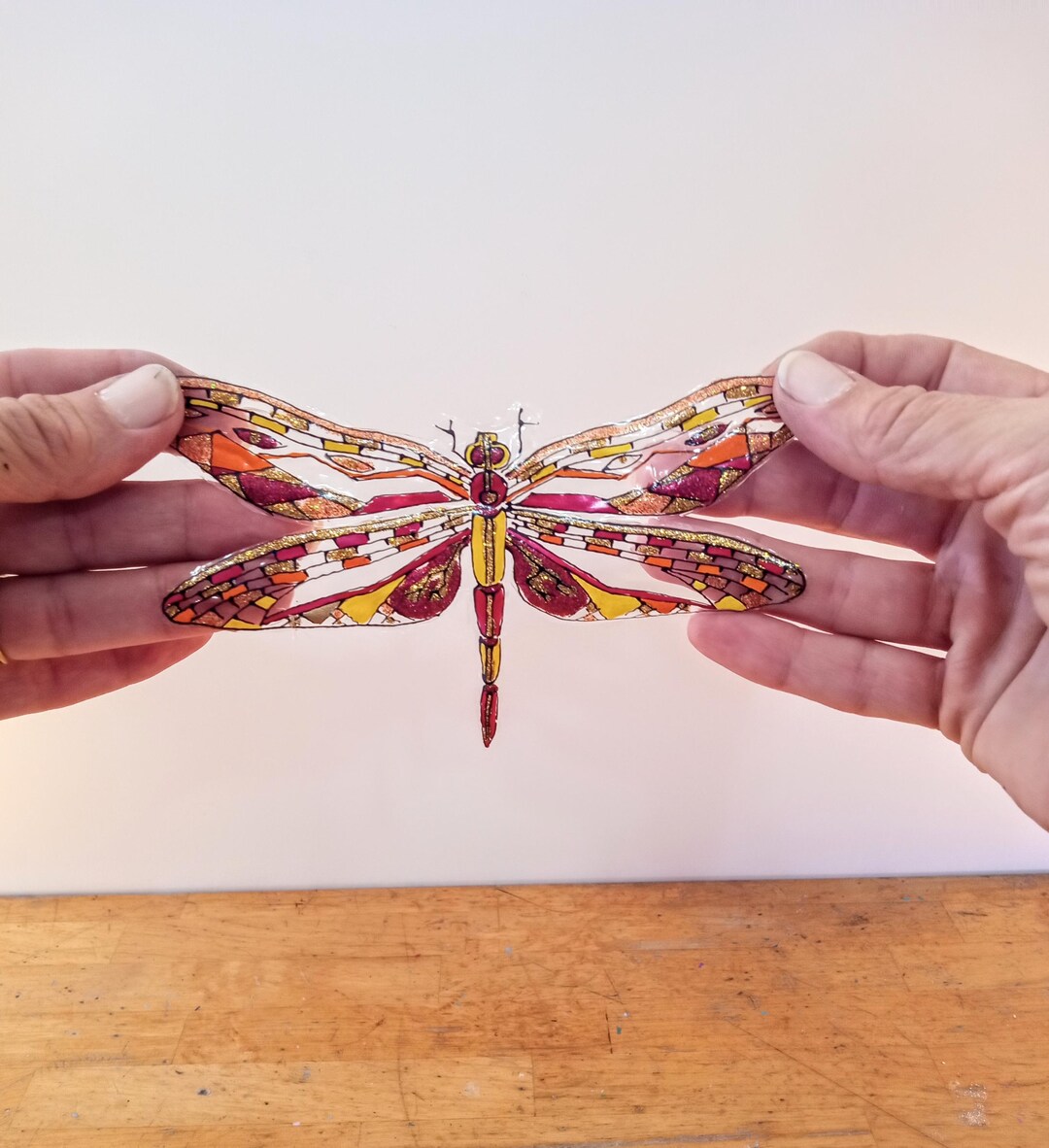 Candy Corn Sparkle Dragonfly, Hand Painted Glass Art Decal/cling . 4x6 ...