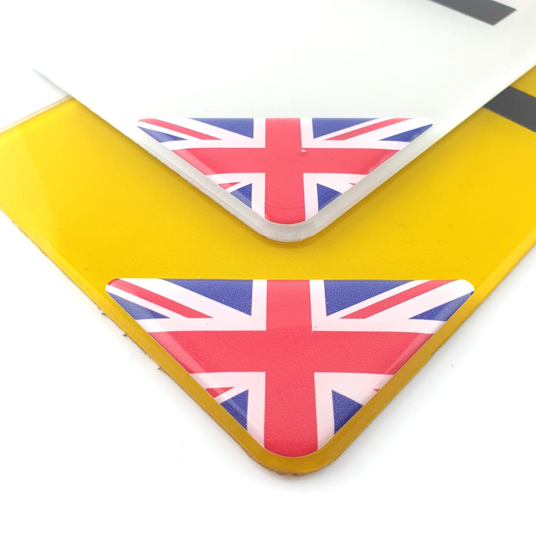 UK Flag Number Plate Corner Sticker 50mm X2 Domed Gel Coated Union Jack ...