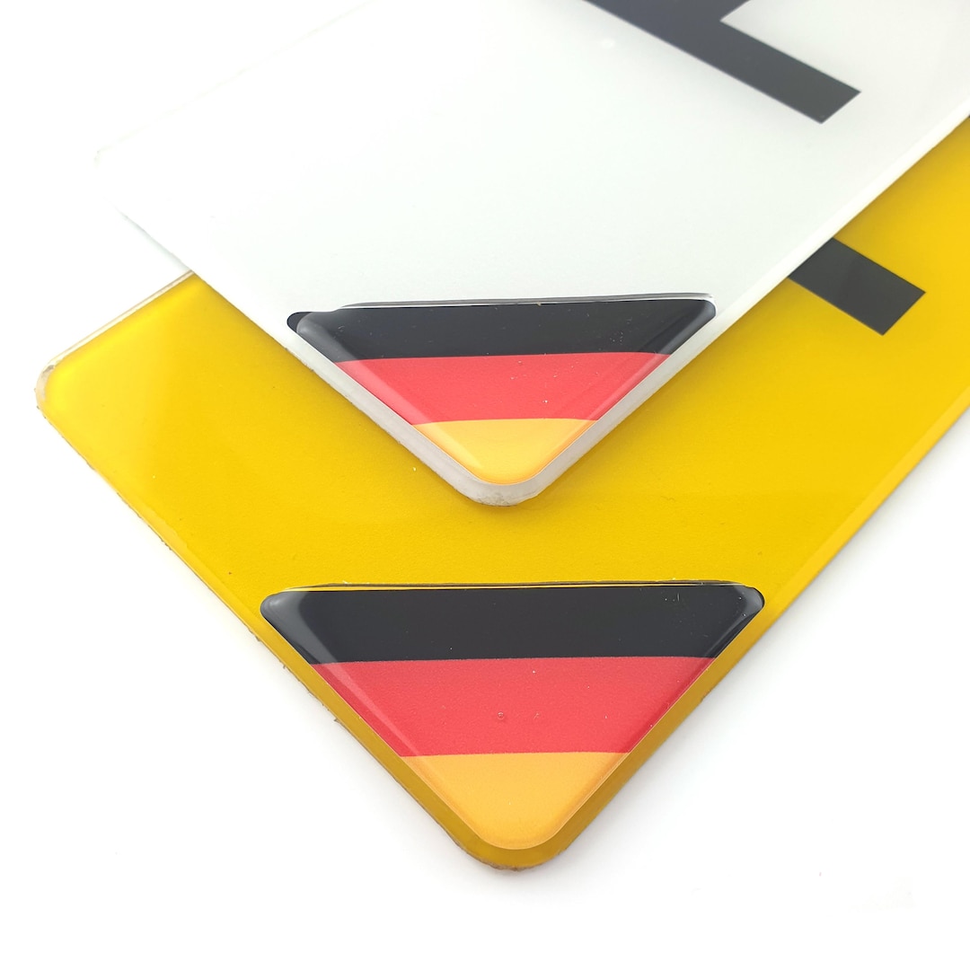German Flag Number Plate Corner Sticker 50mm X2 Domed Gel Coated Decal ...
