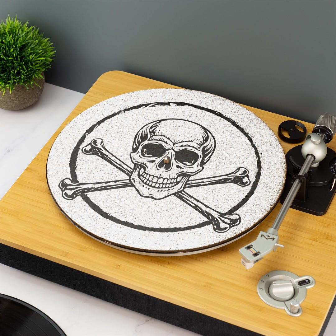 Skull Crossbones Player Slip Mat Gothic Turn Table DJ Slip Mat - Etsy