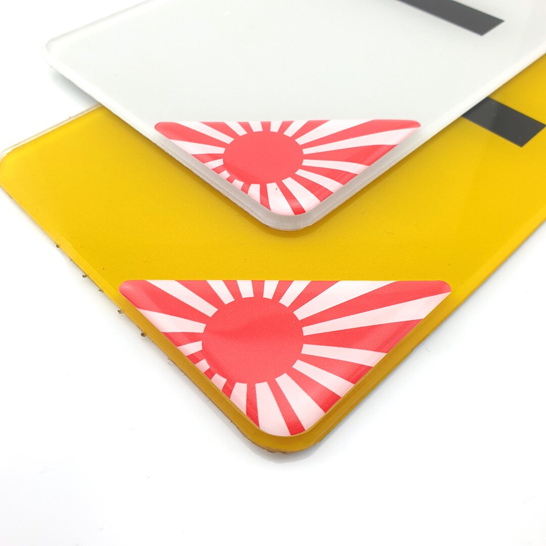 JDM Japan Flag Number Plate Corner Sticker 50mm X2 Domed Gel Coated ...