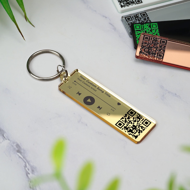 QR Code Song Keychain - Scannable Barcode Music Keyring Boyfriend ...