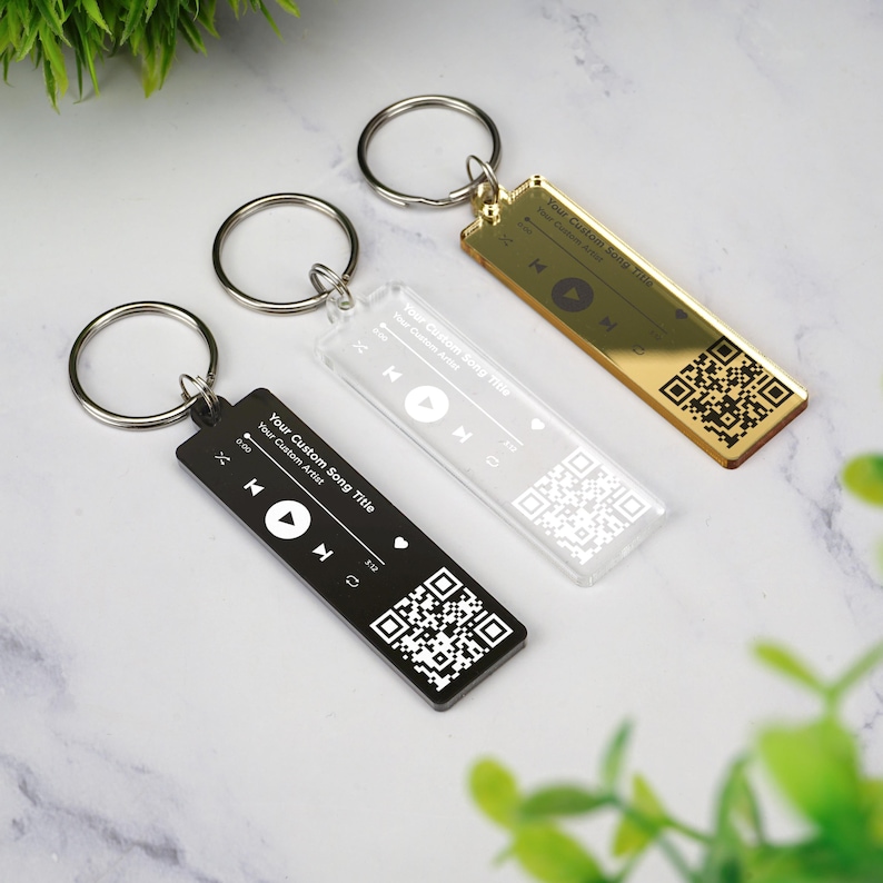 QR Code Song Keychain - Scannable Barcode Music Keyring Boyfriend ...