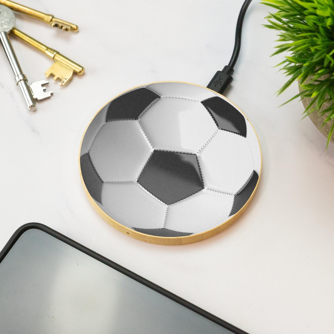 Football Soccer Ball Wireless Phone Charger Wooden Printed Cell Phone ...