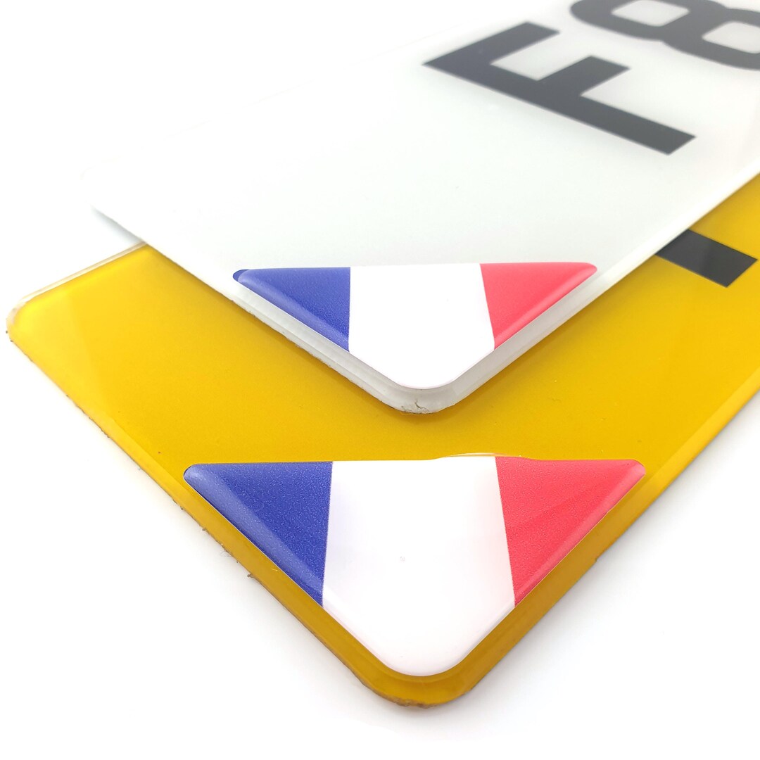 French Flag Number Plate Corner Sticker 50mm X2 Domed Gel Coated Decal ...