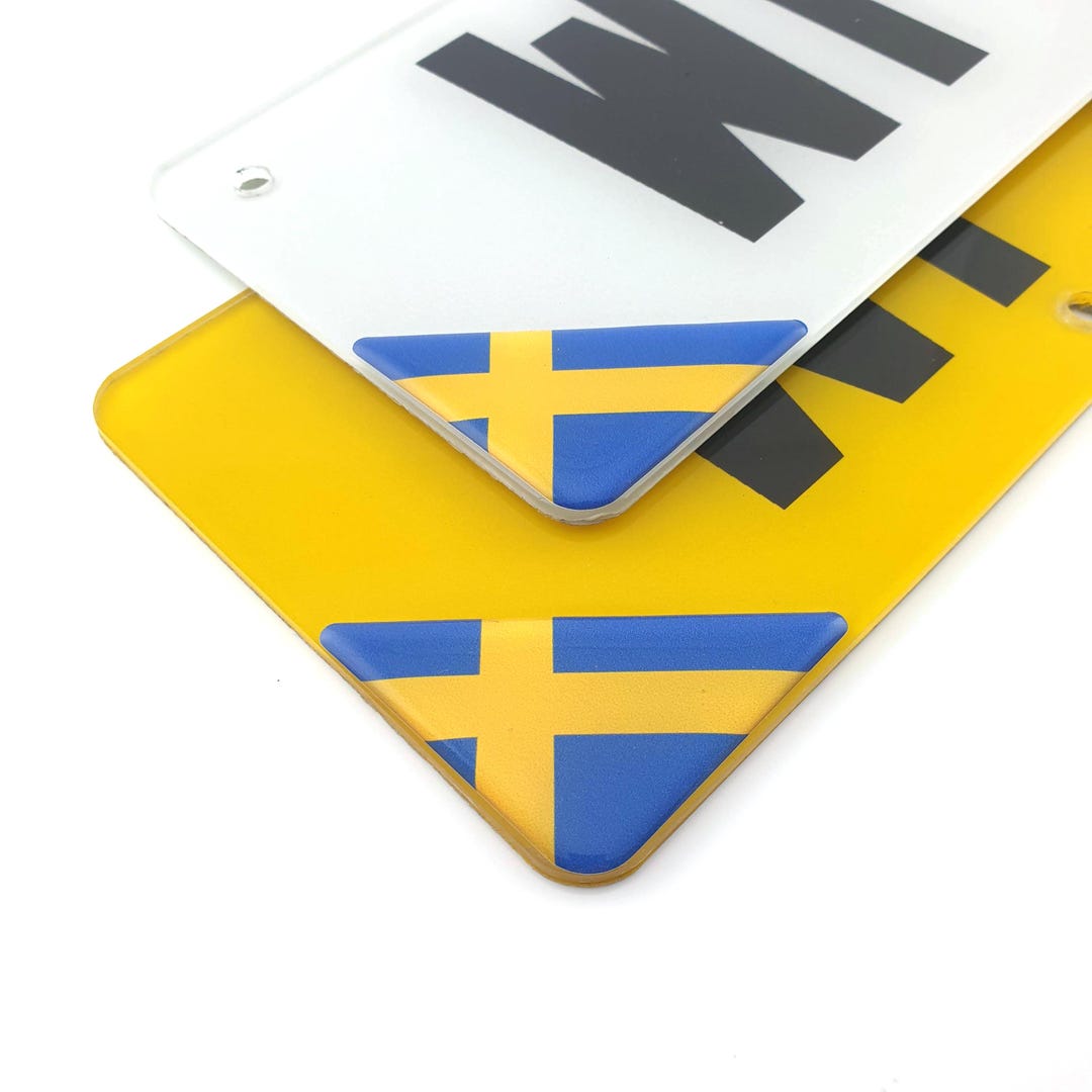 Sweden Flag Number Plate Corner Sticker 50mm X2 Domed Gel Coated ...