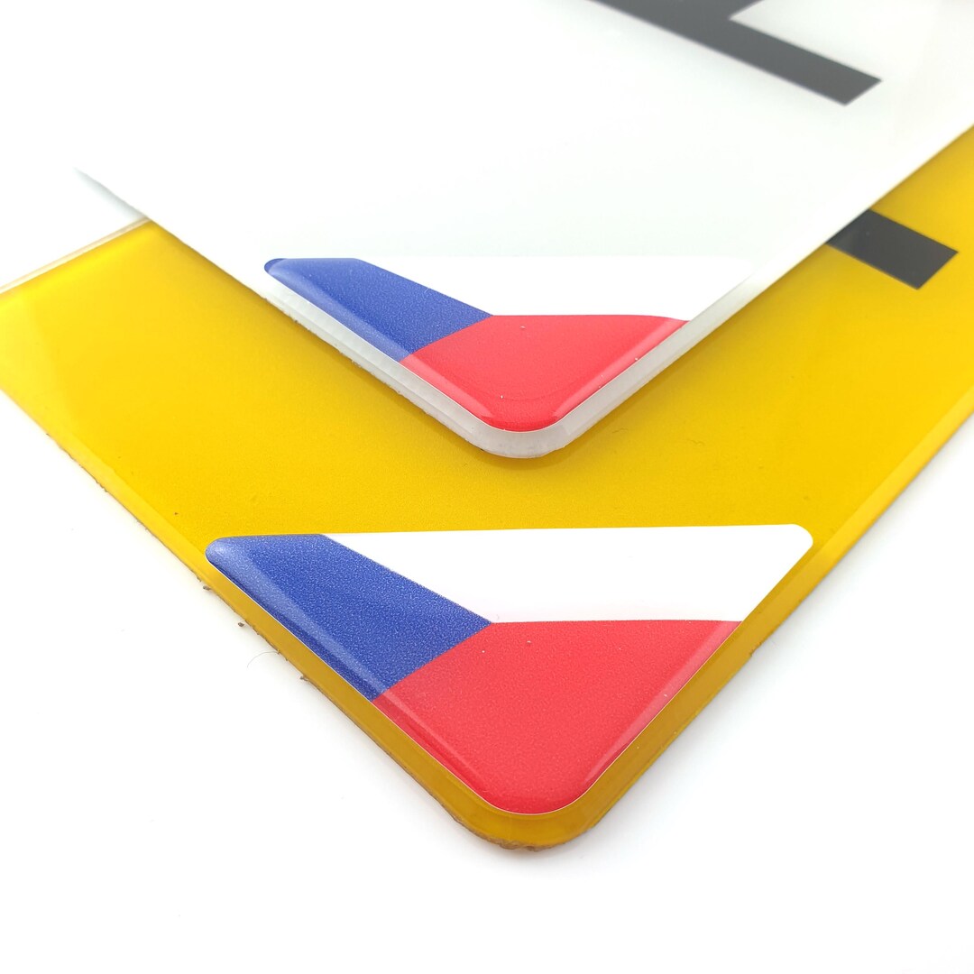 Czech Flag Number Plate Corner Sticker 50mm X2 Domed Gel Coated Decal ...