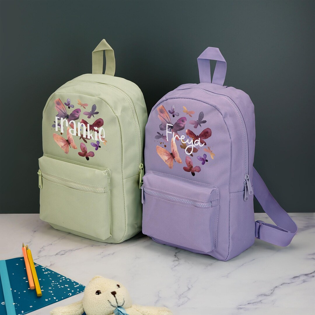 Personalised Butterfly Kids Backpack Custom With Name Choice of Colours ...