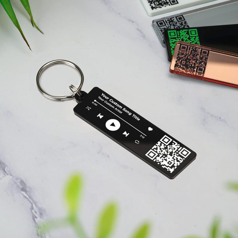 QR Code Song Keychain - Scannable Barcode Music Keyring Boyfriend ...