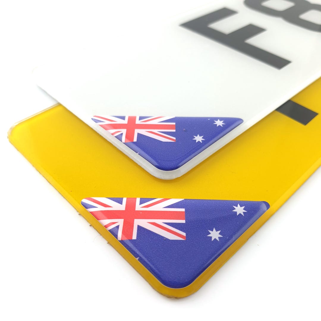 Australian Flag Number Plate Corner Sticker 50mm X2 Domed Gel Coated ...