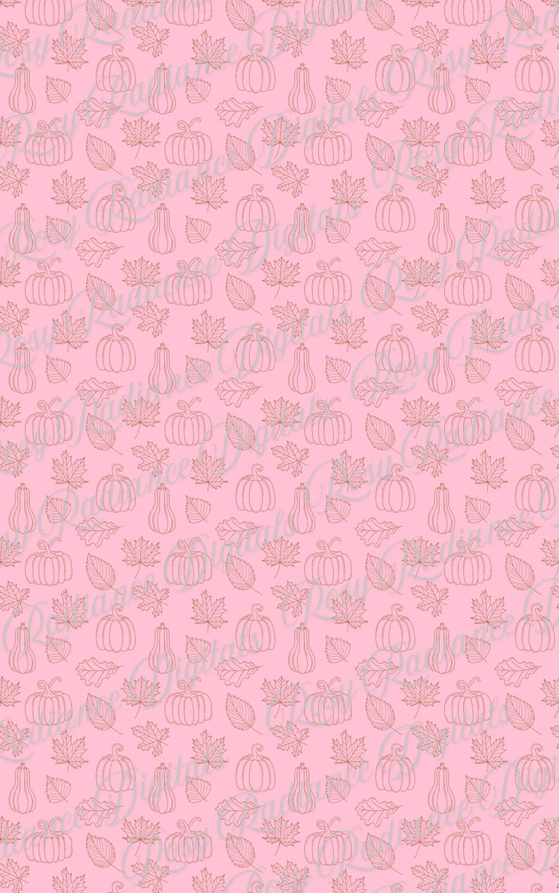 Girly Coquette Fall Themed Wallpaper. Pumpkin and Leaves Pink Fall ...