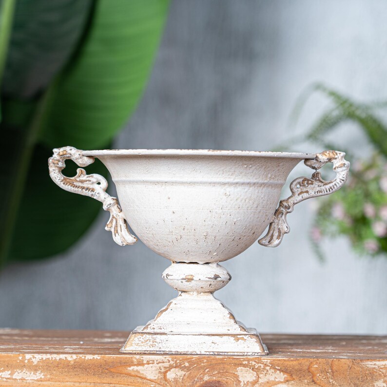 Retro Elegant Double-eared Flower Pots White Flower Pots Metal Flower ...