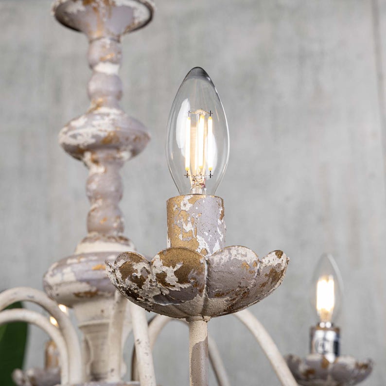 6 Light French Country Style Chandelier Metal Chandelier Shabby Chic ...