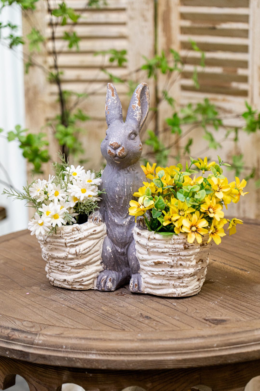 Easter Bunny Flower Pot Mini Flower Pot Decoration Retro Gypsum Flower ...