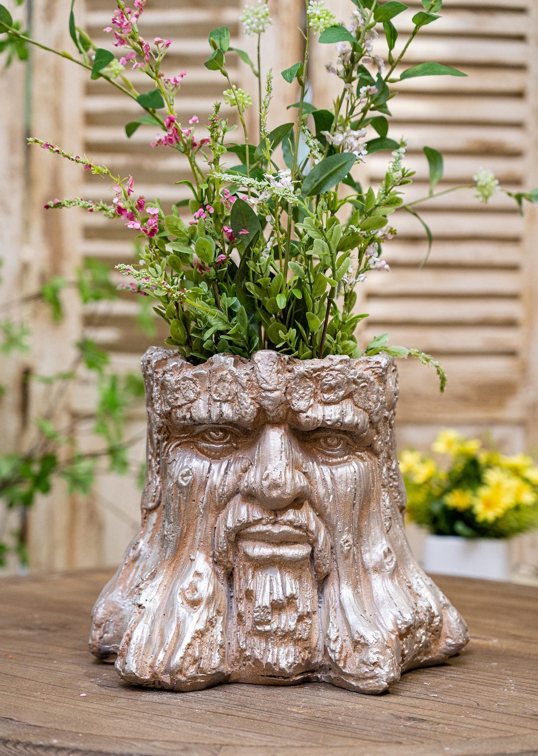 Weird Tree Stump Human Face Garden Potted Retro Tree Face Flower Pot ...