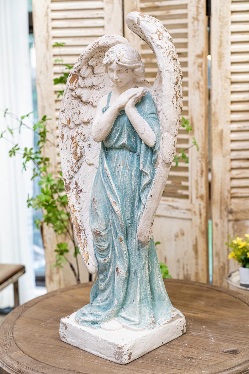 Gift for Catholics Elegant Blue Angel Statue Angel Garden Statue Indoor ...