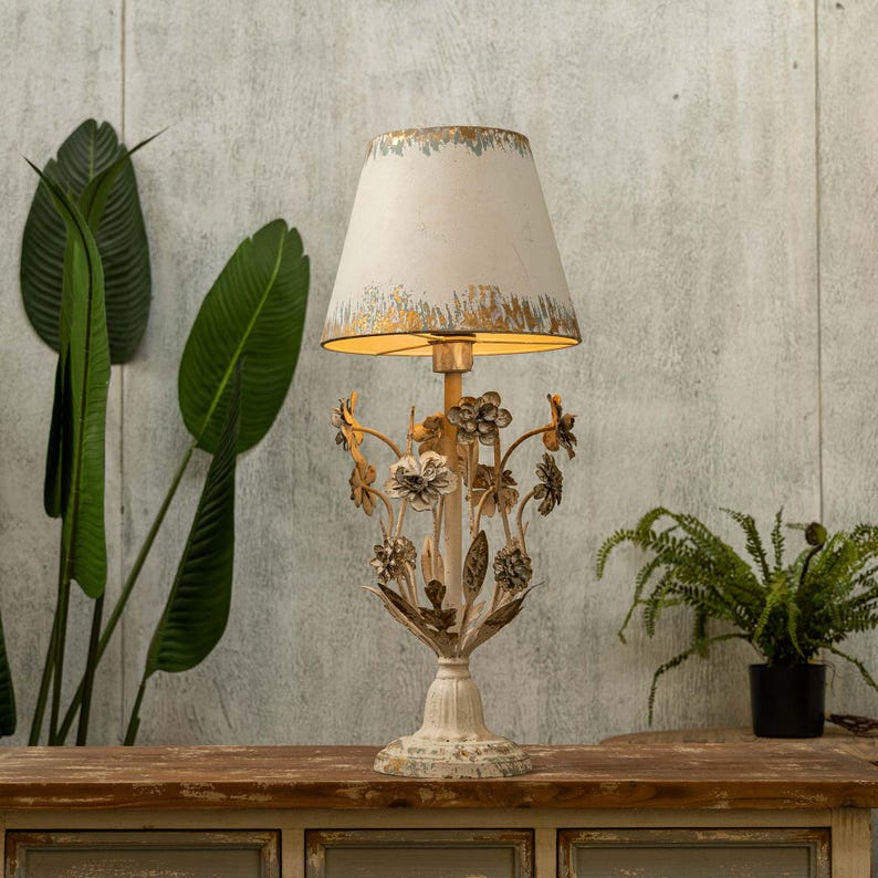 Vintage Floral Table Lamp Metal Table Lamp Decorative Table Lamp ...