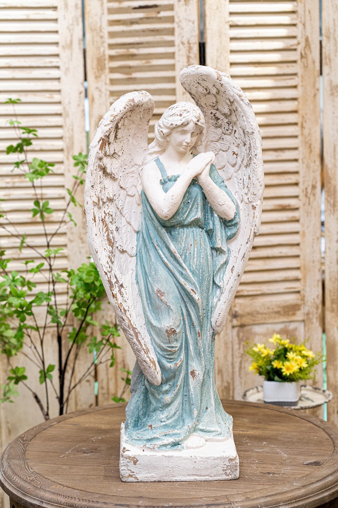 Gift for Catholics Elegant Blue Angel Statue Angel Garden Statue Indoor ...