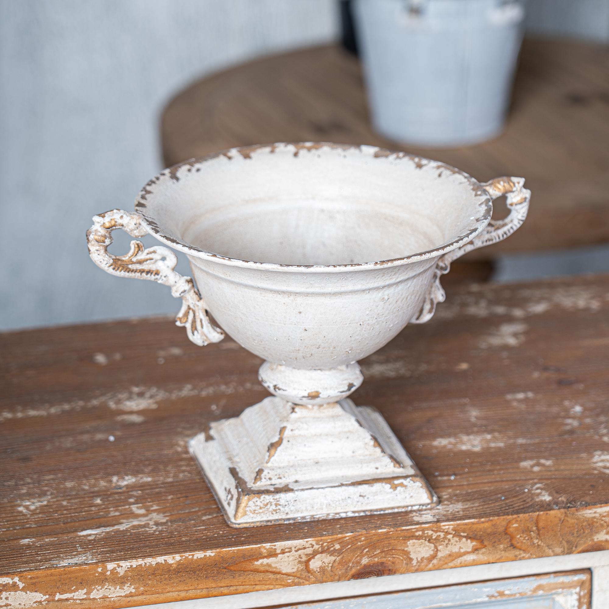 Retro Elegant Double-eared Flower Pots White Flower Pots Metal Flower ...