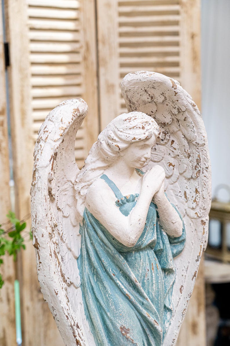 Gift for Catholics Elegant Blue Angel Statue Angel Garden Statue Indoor ...
