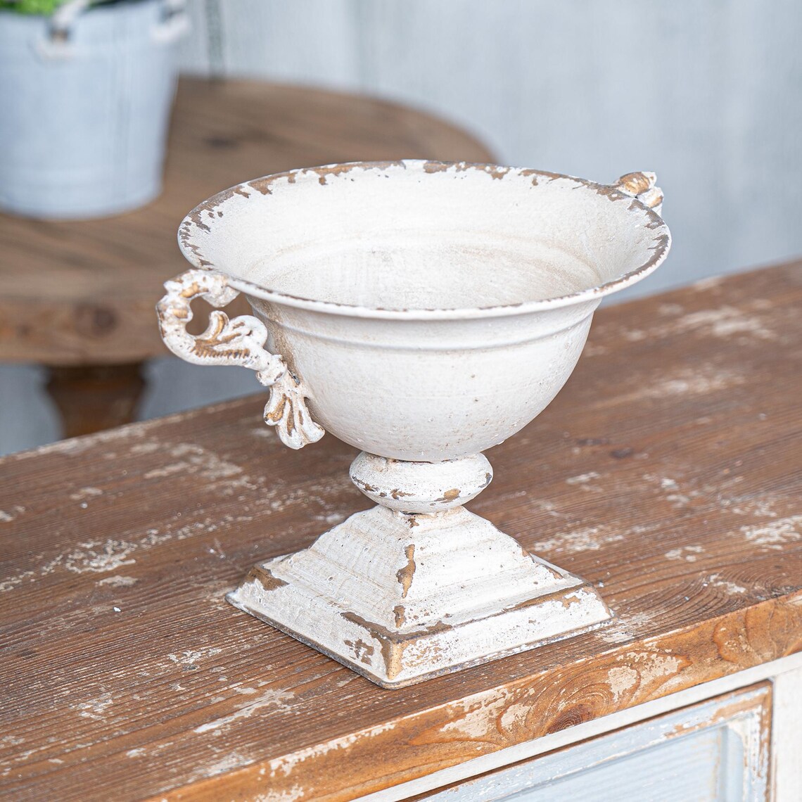 Retro Elegant Double-eared Flower Pots White Flower Pots Metal Flower ...
