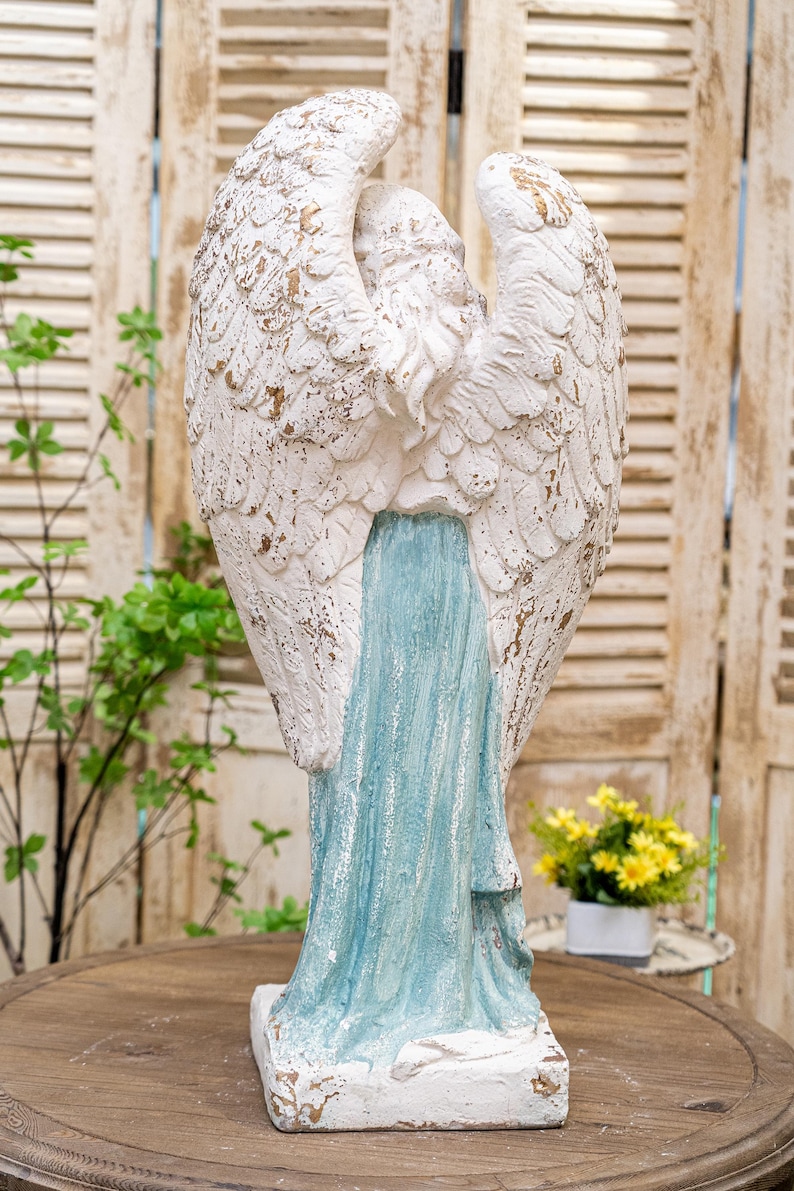 Gift for Catholics Elegant Blue Angel Statue Angel Garden Statue Indoor ...