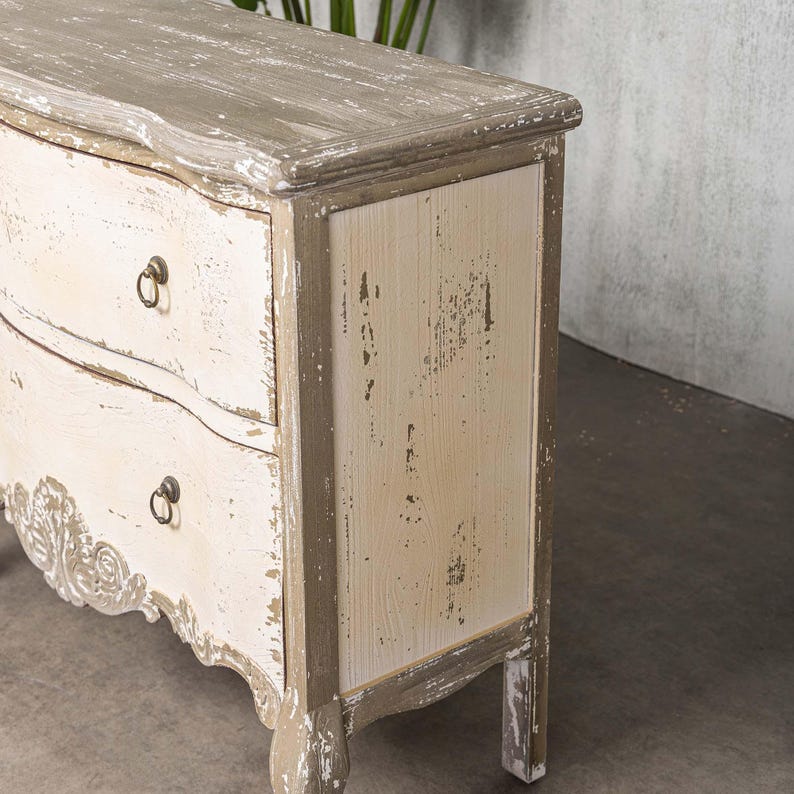 Distressed Double Drawer Storage Cabinet Wooden Storage Cabinet Hand ...