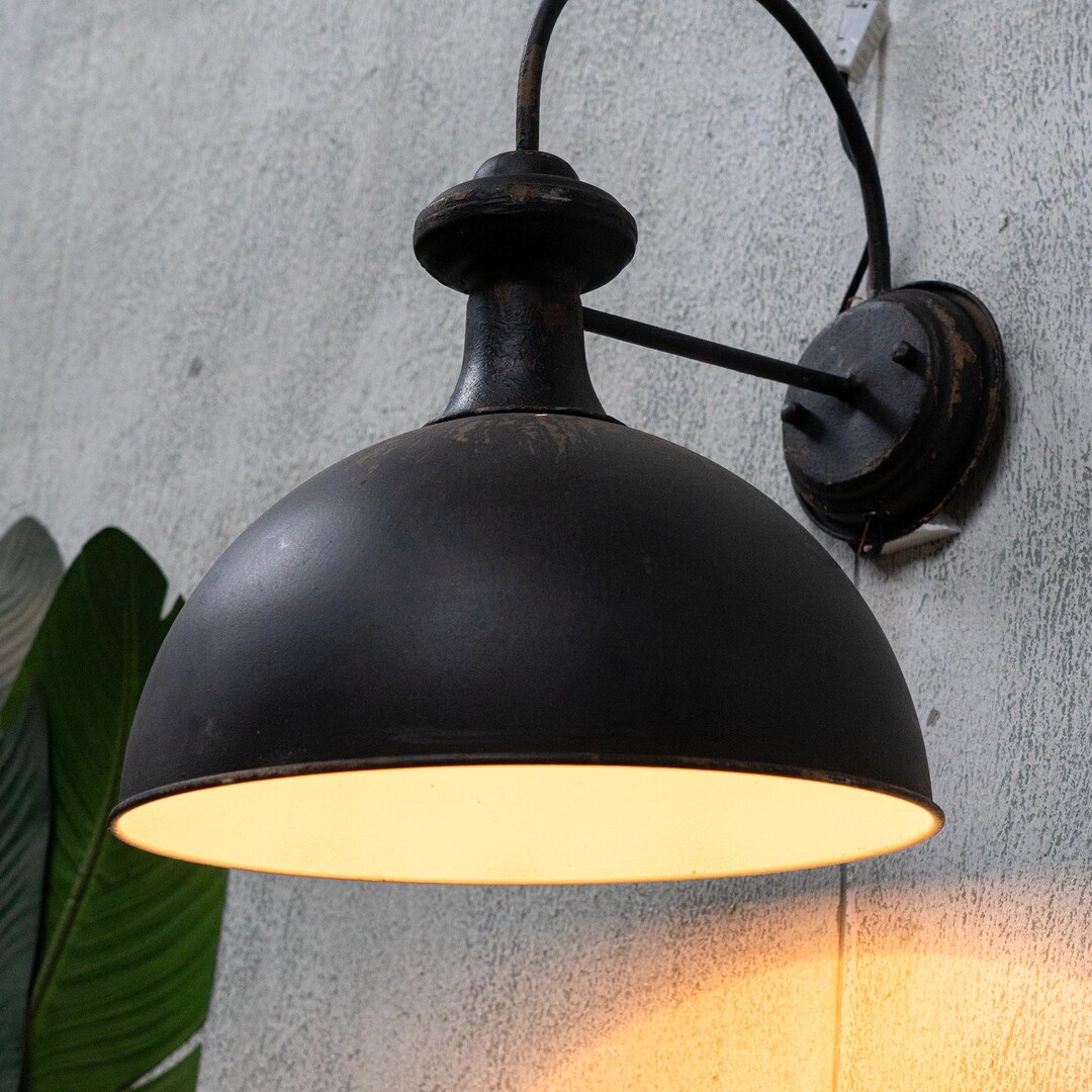 Distressed Industrial Style Wall Lamp Black Wrought Iron Wall Lamp Cafe ...