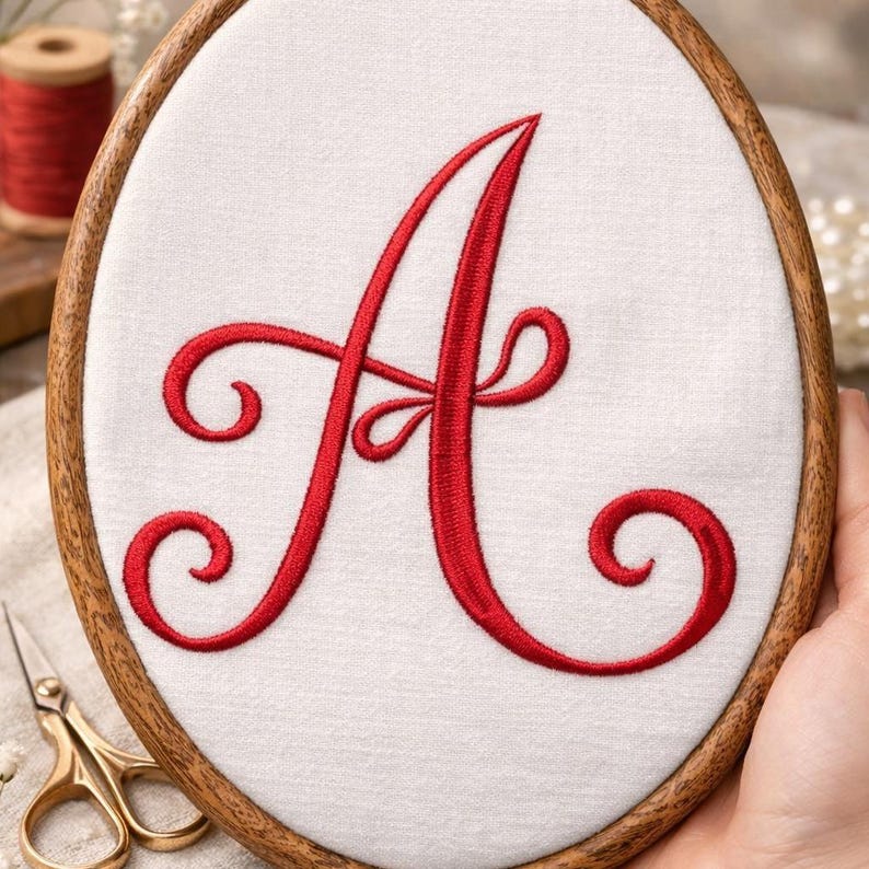 Bow Embroidery Font, Monogram Font | Classic Alphabet A–Z, 9 Sizes ...