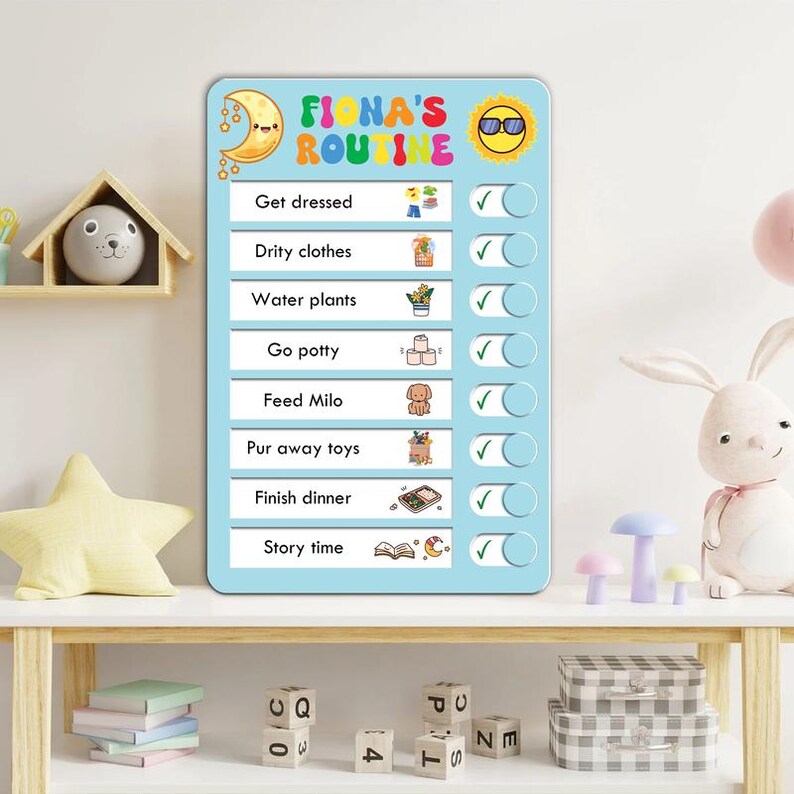 Personalized Wooden Routine Chart, Kids Daily Tasks, Kid Daily ...