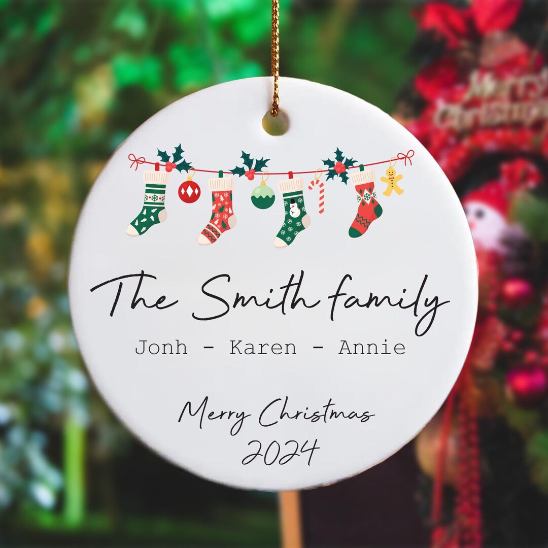 Personalized Family of 4 Ornament, Custom Family Stocking Ornament ...