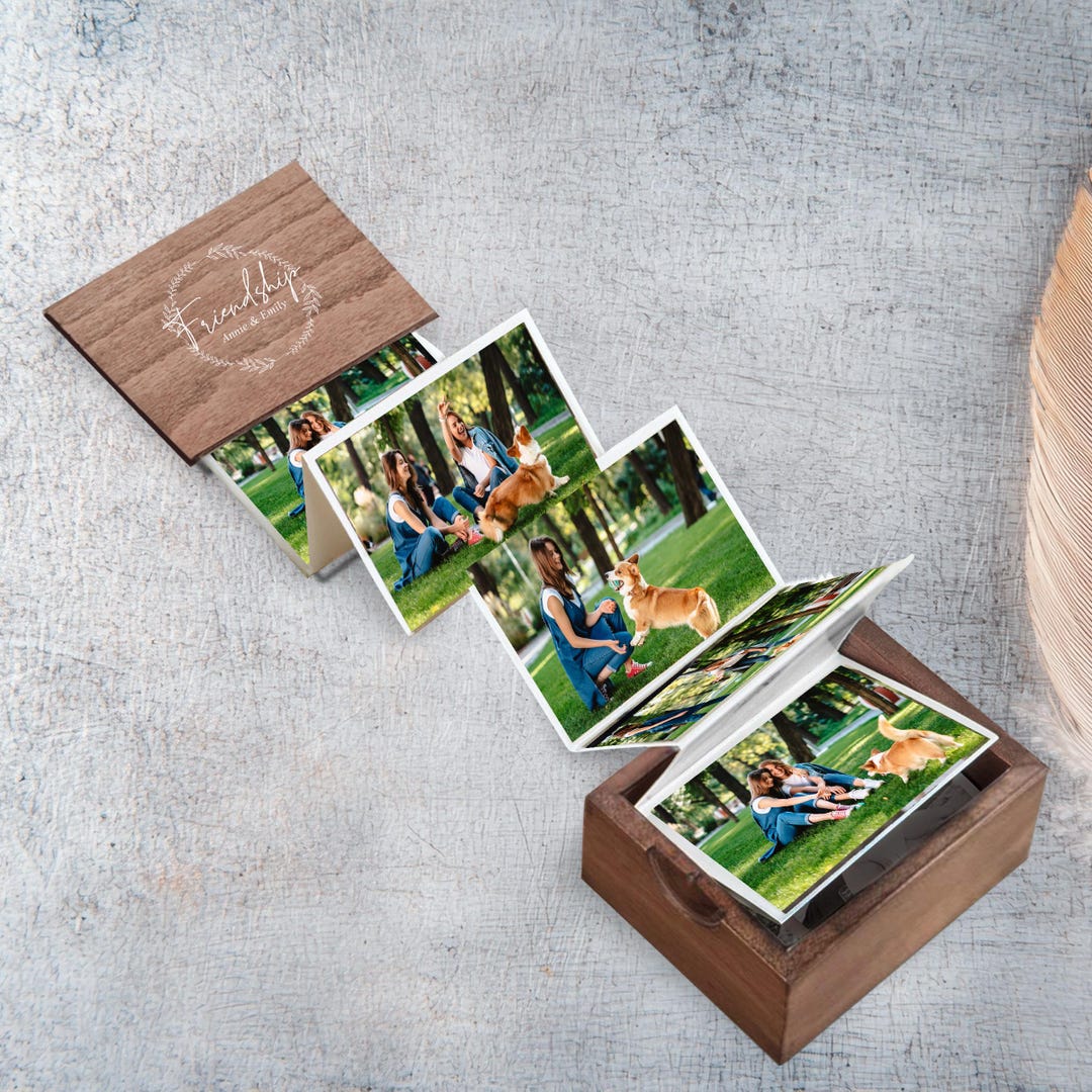 Personalized Pull Out Photo Box, Wooden Photo Box, Polaroid Frame ...