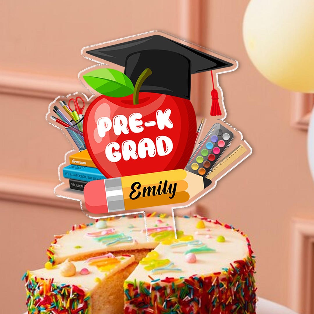 Custom Kids Graduation Cake Topper Decor, Personalized Pre-k Graduation ...