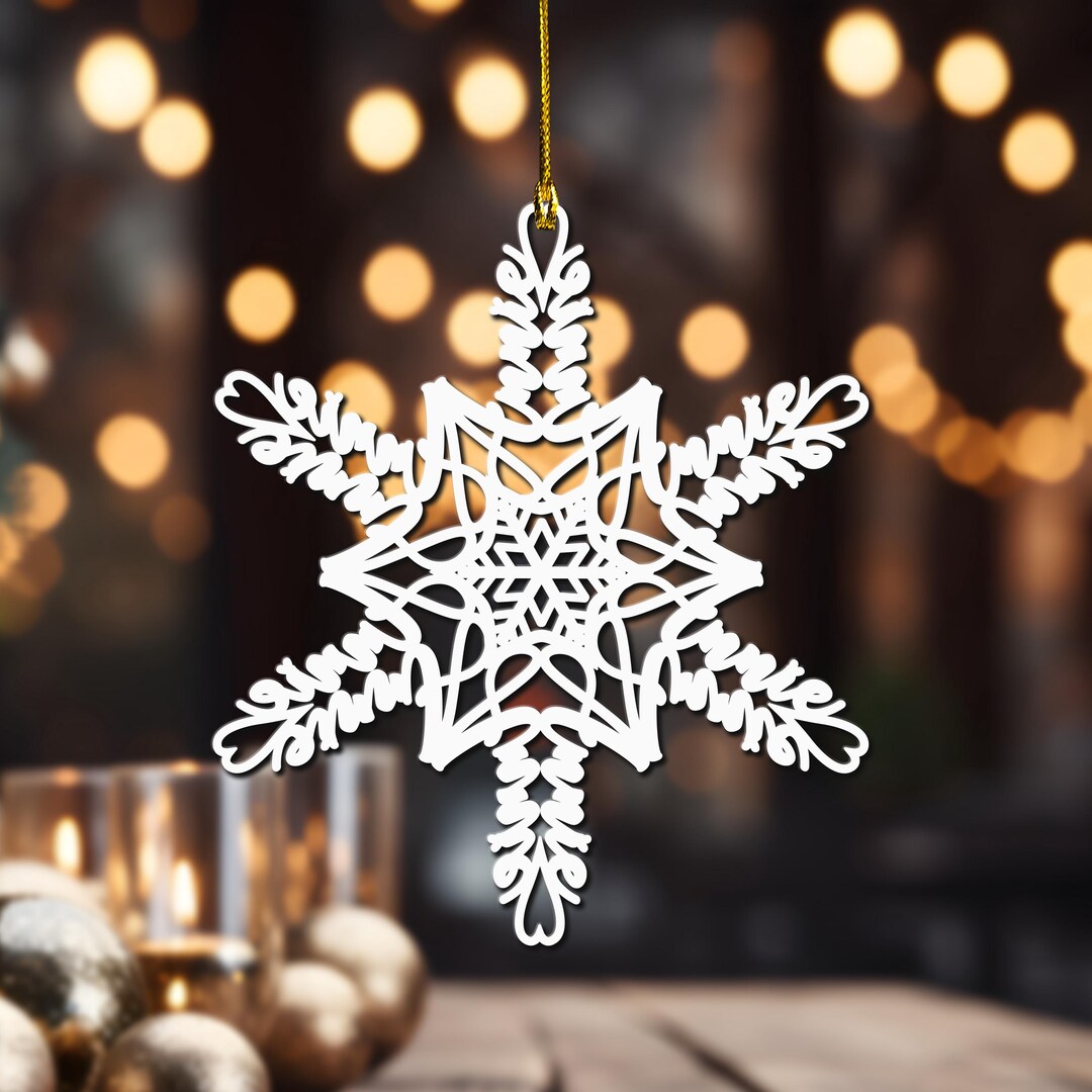Custom Name Snowflake Ornament, Name Flake, White Colored Snowflake ...